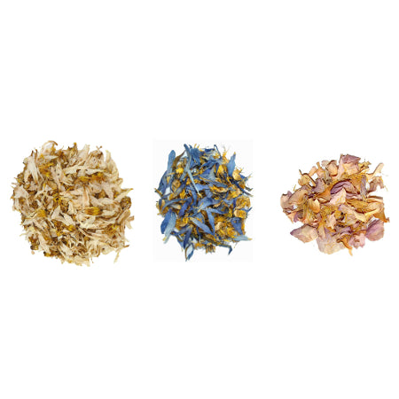 Triple Lotus Mix (Assorted Sizes) A blend of shredded Blue, Pink & Whi ...